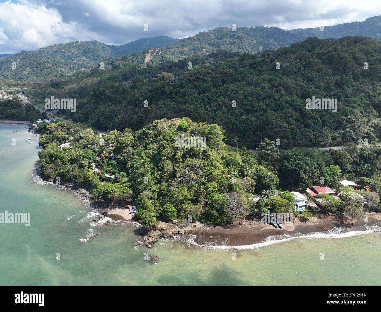 Aerial View of the Tarcoles Bay and the Ocean in Costa Rica near Jaco ...