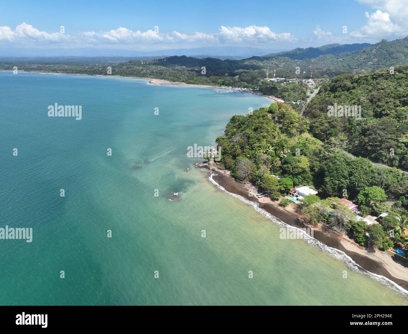 Aerial View of the Tarcoles Bay and the Ocean in Costa Rica near Jaco ...