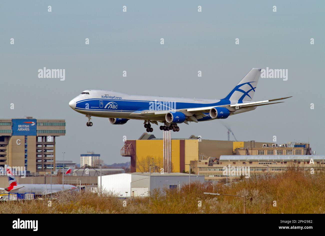 VQ-BLR Air Bridge Cargo Boeing 747-8HVF landing at London Heathrow ...