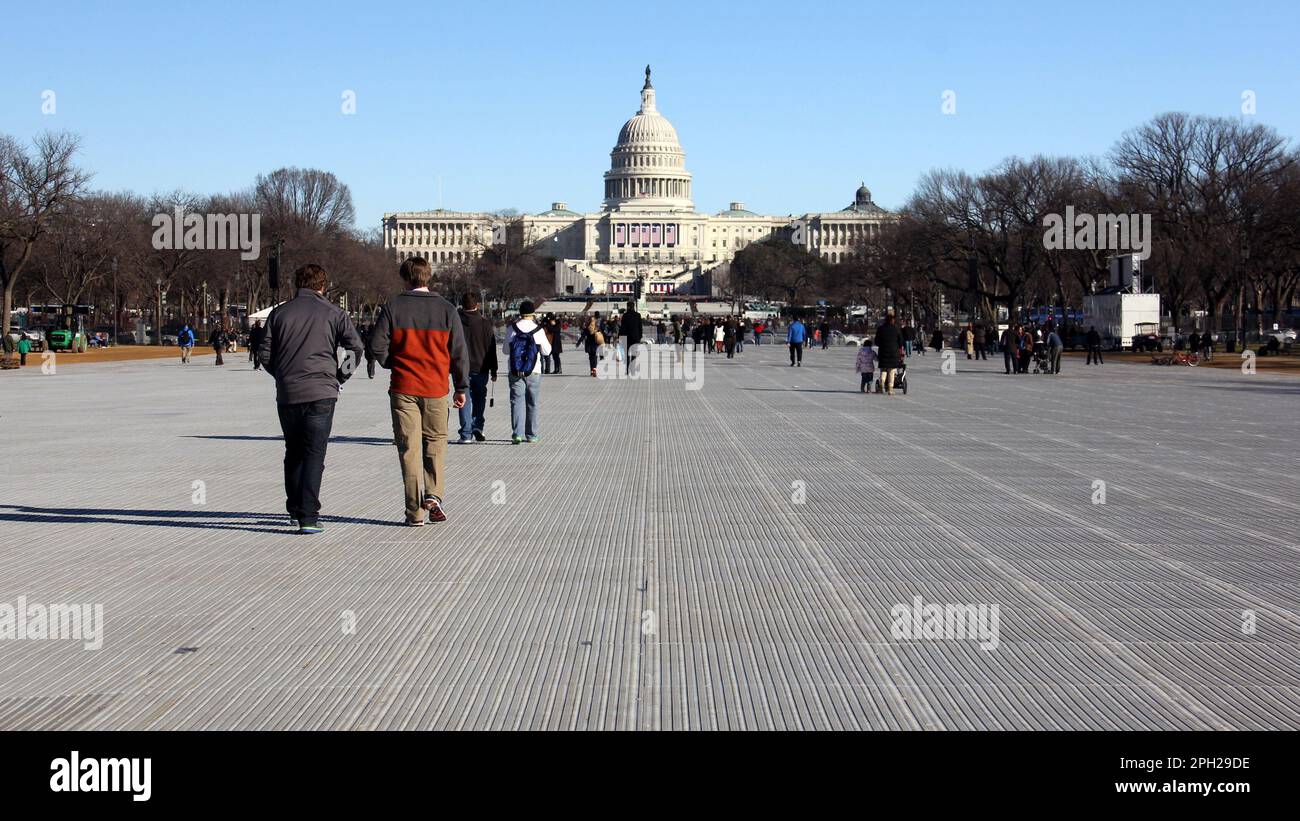 National Mall and the Capitol building in preparation for the President ...