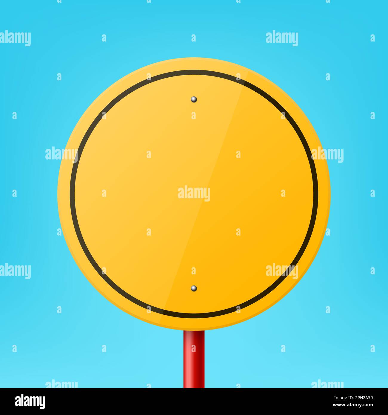 Vector Yellow Blank Round Road Sign Frame Icon Closeup on Blue ...