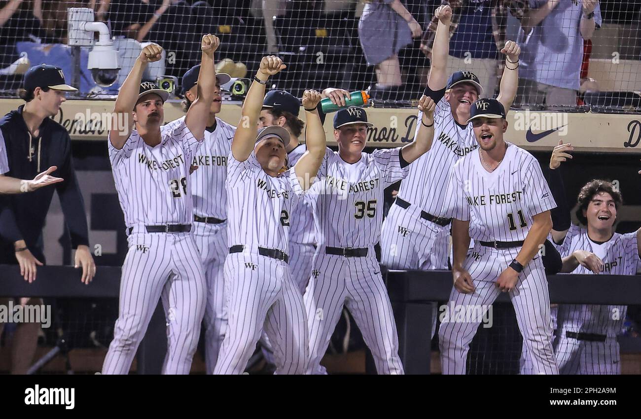 March 24, 2023: Wake Forest baseball team cheering on team. Wake Forest ...