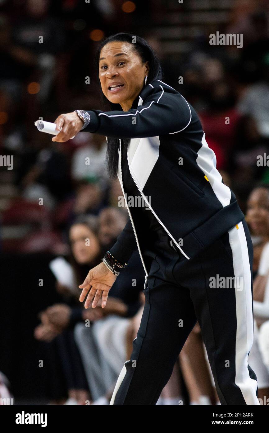 South Carolina's head coach Dawn Staley gestures on the sideline during ...
