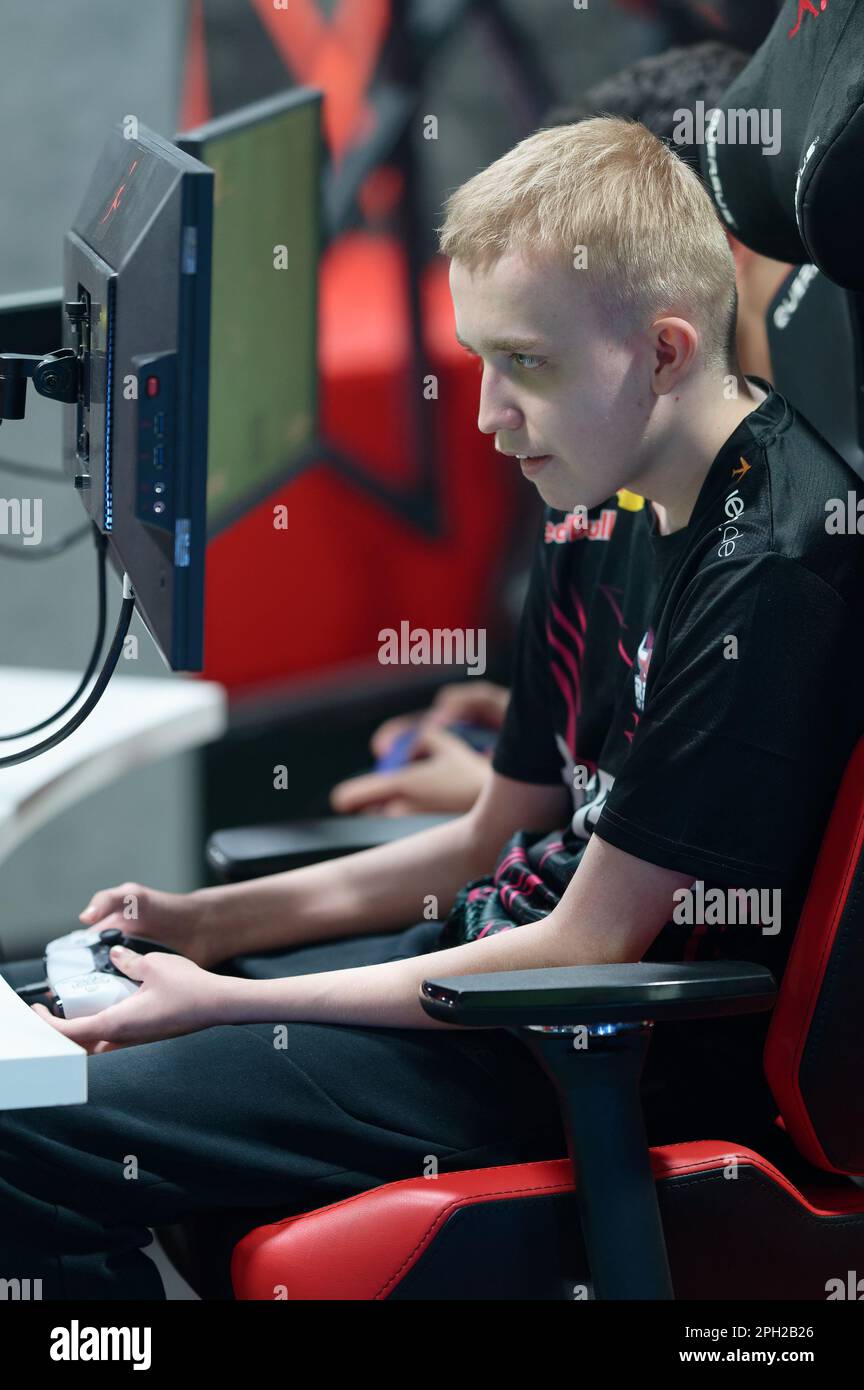 Cologne, Germany. 25th Mar, 2023. Anders Vejrgang (RB Leipzig) plays on ...