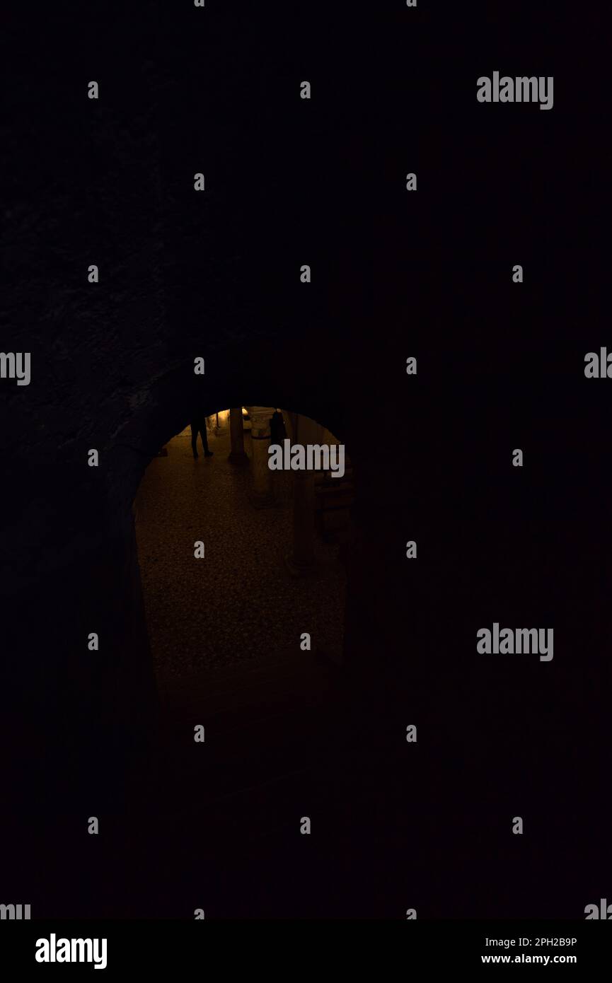 Staircase that leads to a crypt in a church Stock Photo - Alamy