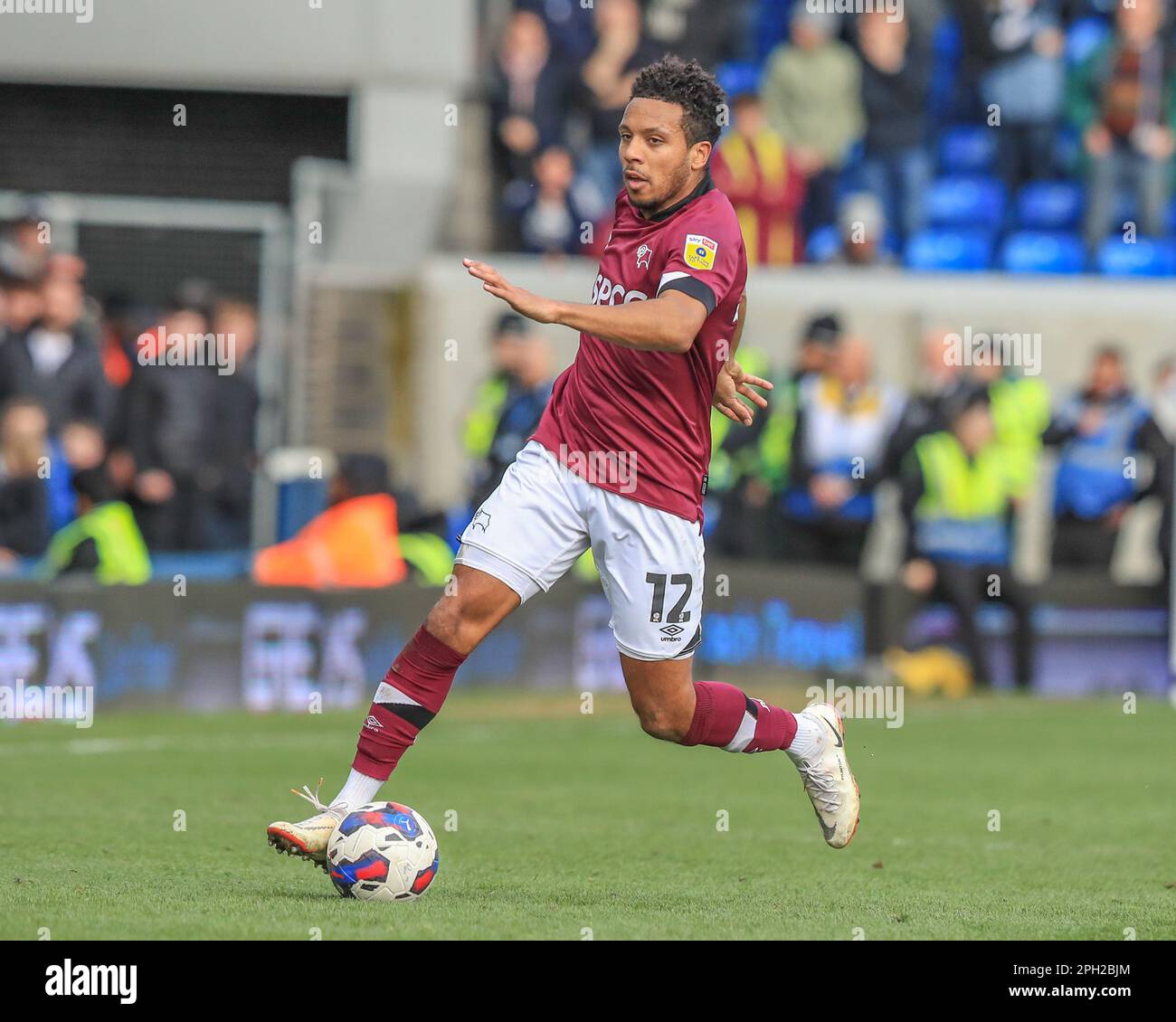 Korey Smith #12 of Derby County with the ball during the Sky Bet League ...