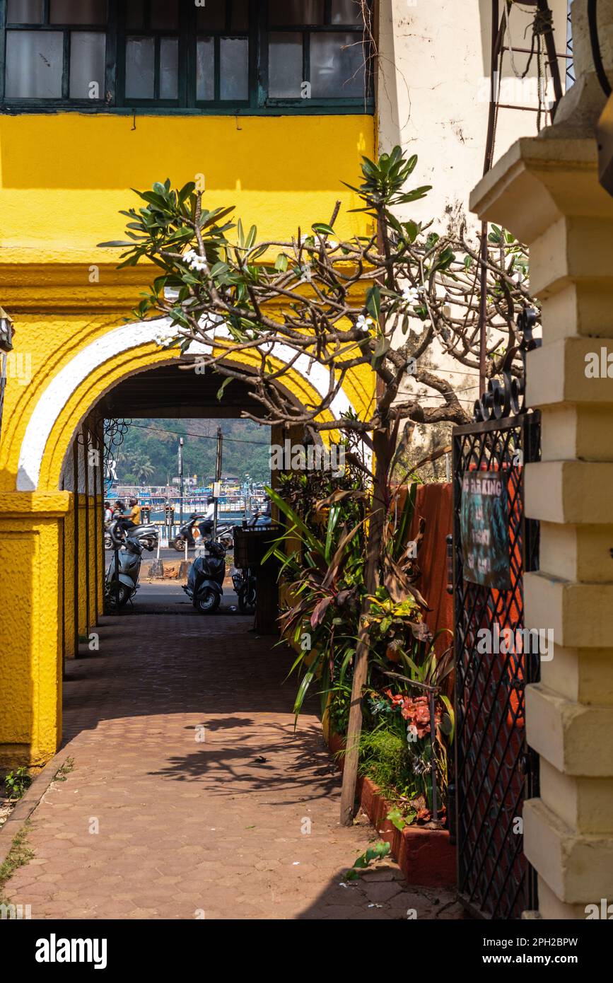 Panaji, Goa, India, January 7 2023: Vintage Buildings and colourful ...