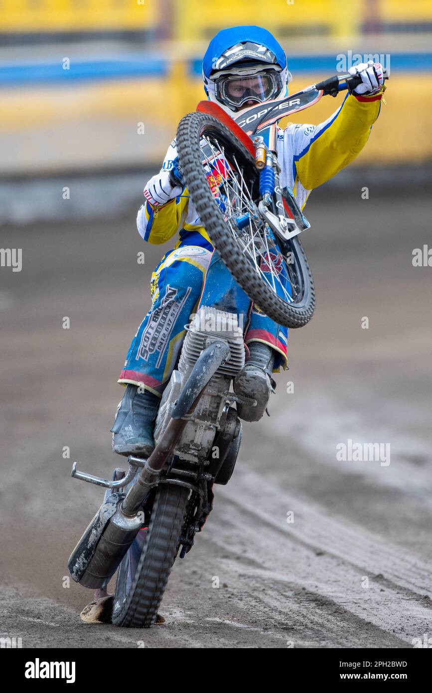 Rybnik, Poland. 24th Mar, 2023. Brady Kurtz of ROW in action after Heat 15 during the Pre-Season ...