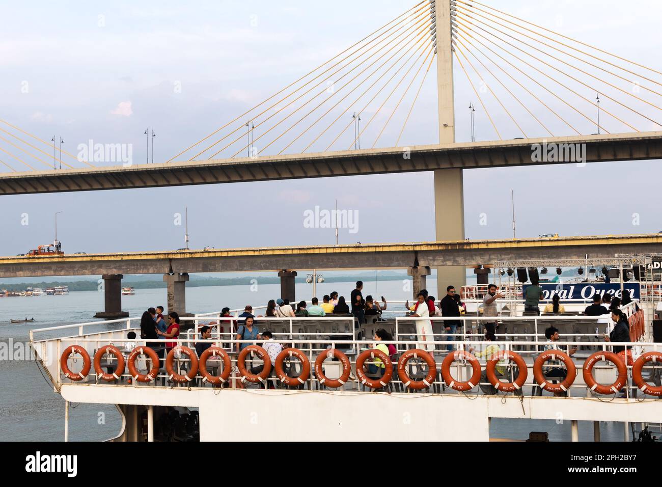 Panaji Goa India Oct 22 2022: Sunset time cruise View of the Atal Setu ...