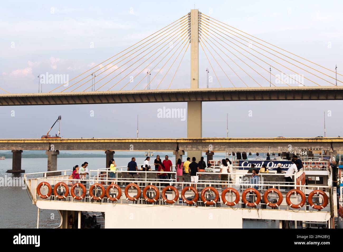 Panaji Goa India Oct 22 2022: Sunset time cruise View of the Atal Setu ...