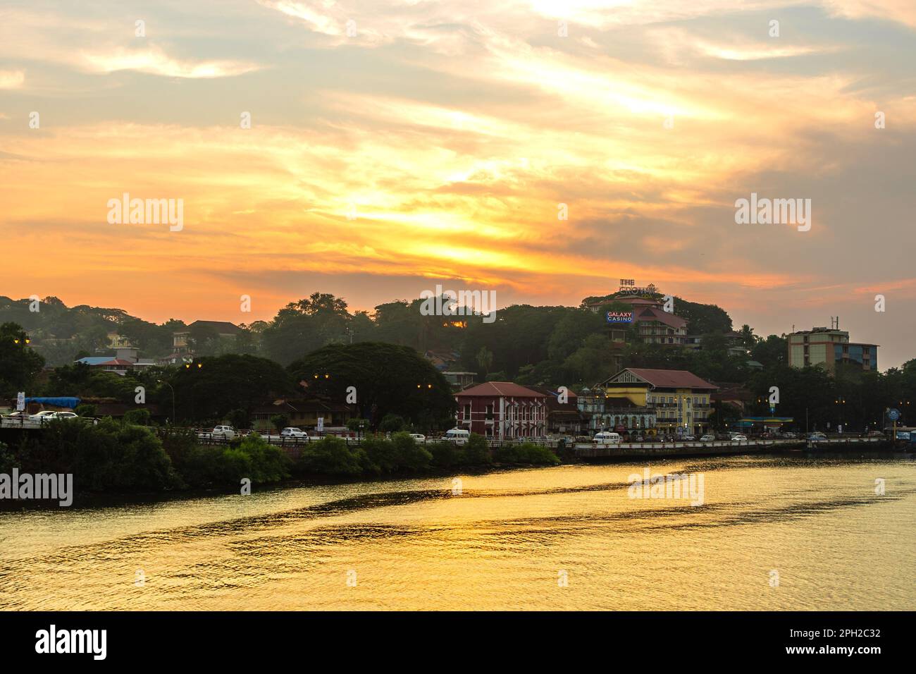 Panaji Goa India Oct 22 2022: Sunset time cruise View of the Atal Setu ...
