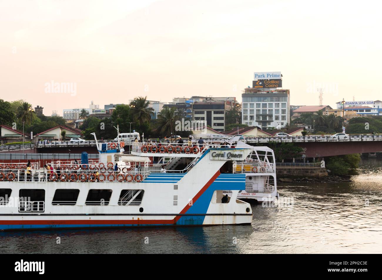 Panaji Goa India Oct 22 2022: Sunset time cruise View of the Atal Setu ...