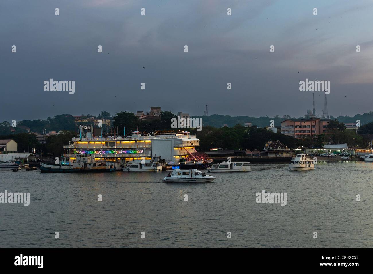 Panaji Goa India Oct 22 2022: Sunset time cruise View of the Atal Setu ...