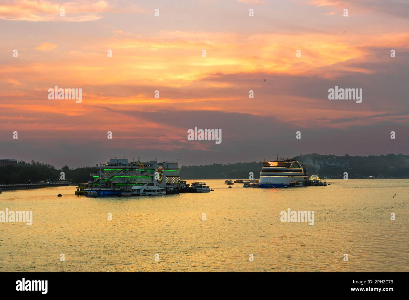Panaji Goa India Oct 22 2022: Sunset time cruise View of the Atal Setu ...