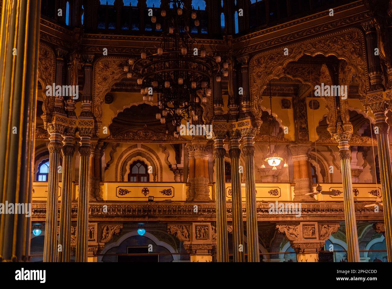 Mysore Palace Karnataka India September 1 2022 Tourists visiting the Interiors of the historic ...