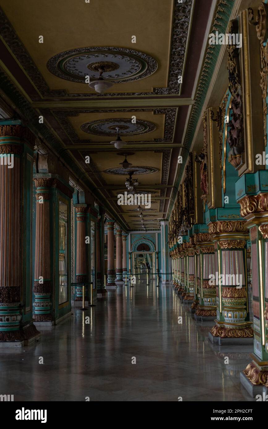 Mysore Palace Karnataka India September 1 2022 Tourists visiting the Interiors of the historic ...