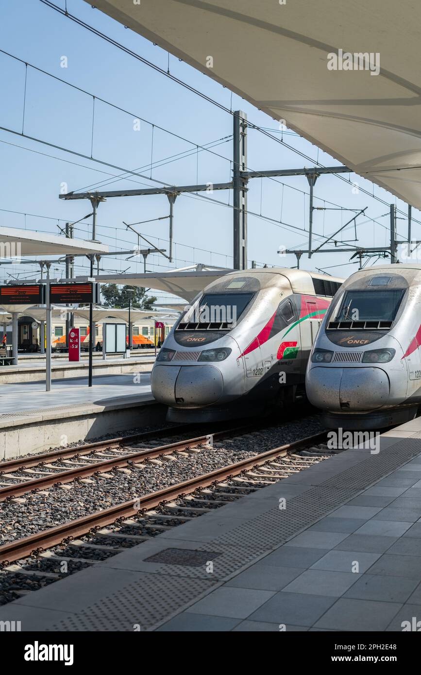 Al Boraq trains in Tangier railway station in Morocco Stock Photo - Alamy