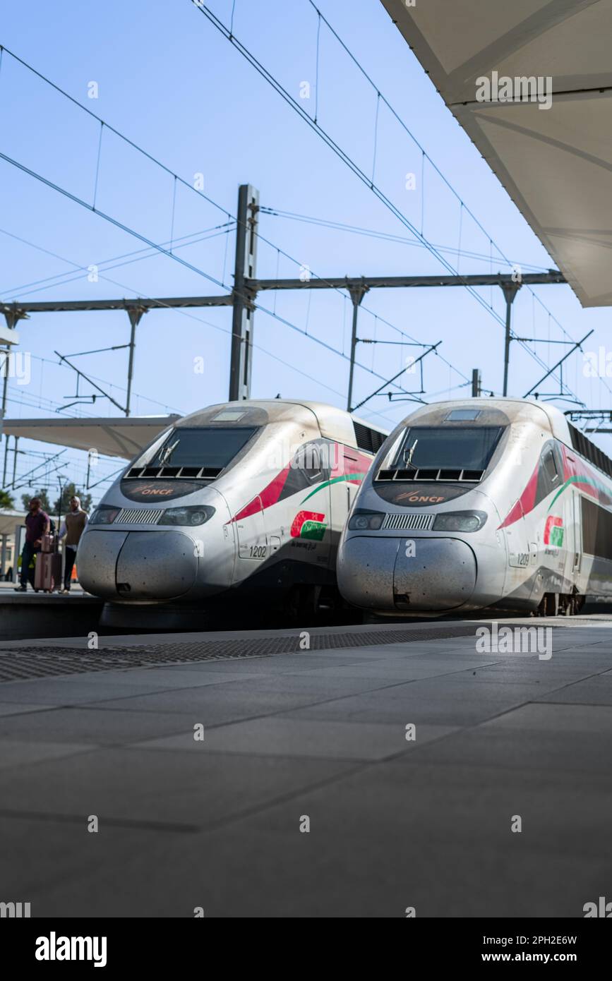 Al Boraq trains in Tangier railway station in Morocco Stock Photo - Alamy
