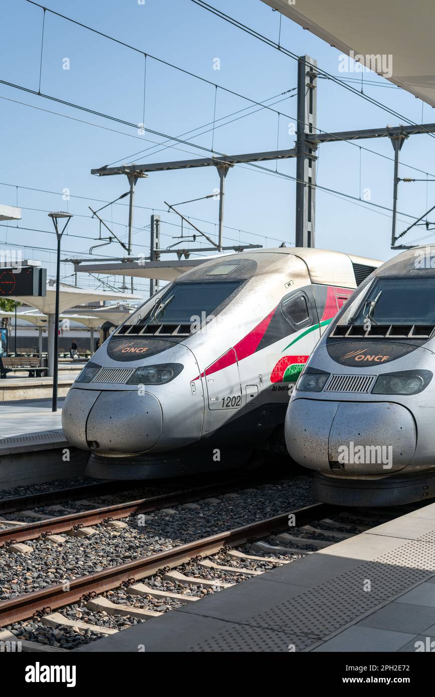Al Boraq trains in Tangier railway station in Morocco Stock Photo - Alamy