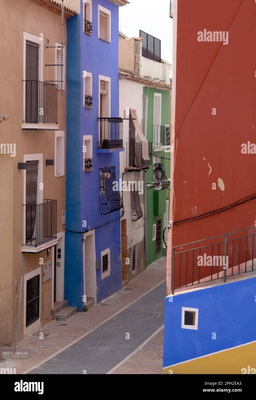 Colorful houses in the costal town of Villajoyosa,Alicante,Spain Stock ...