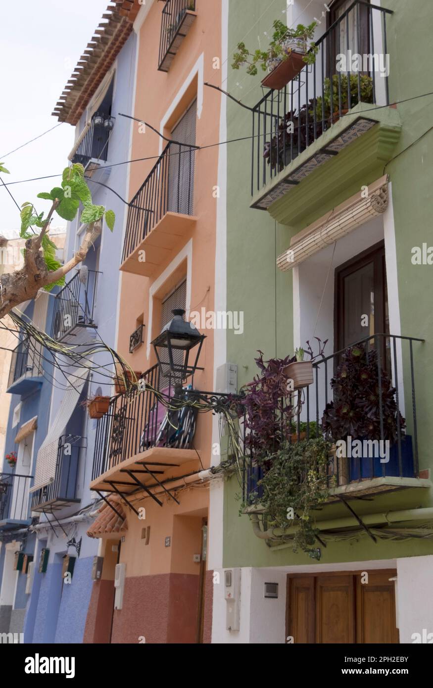 Colorful houses in the costal town of Villajoyosa,Alicante,Spain Stock ...