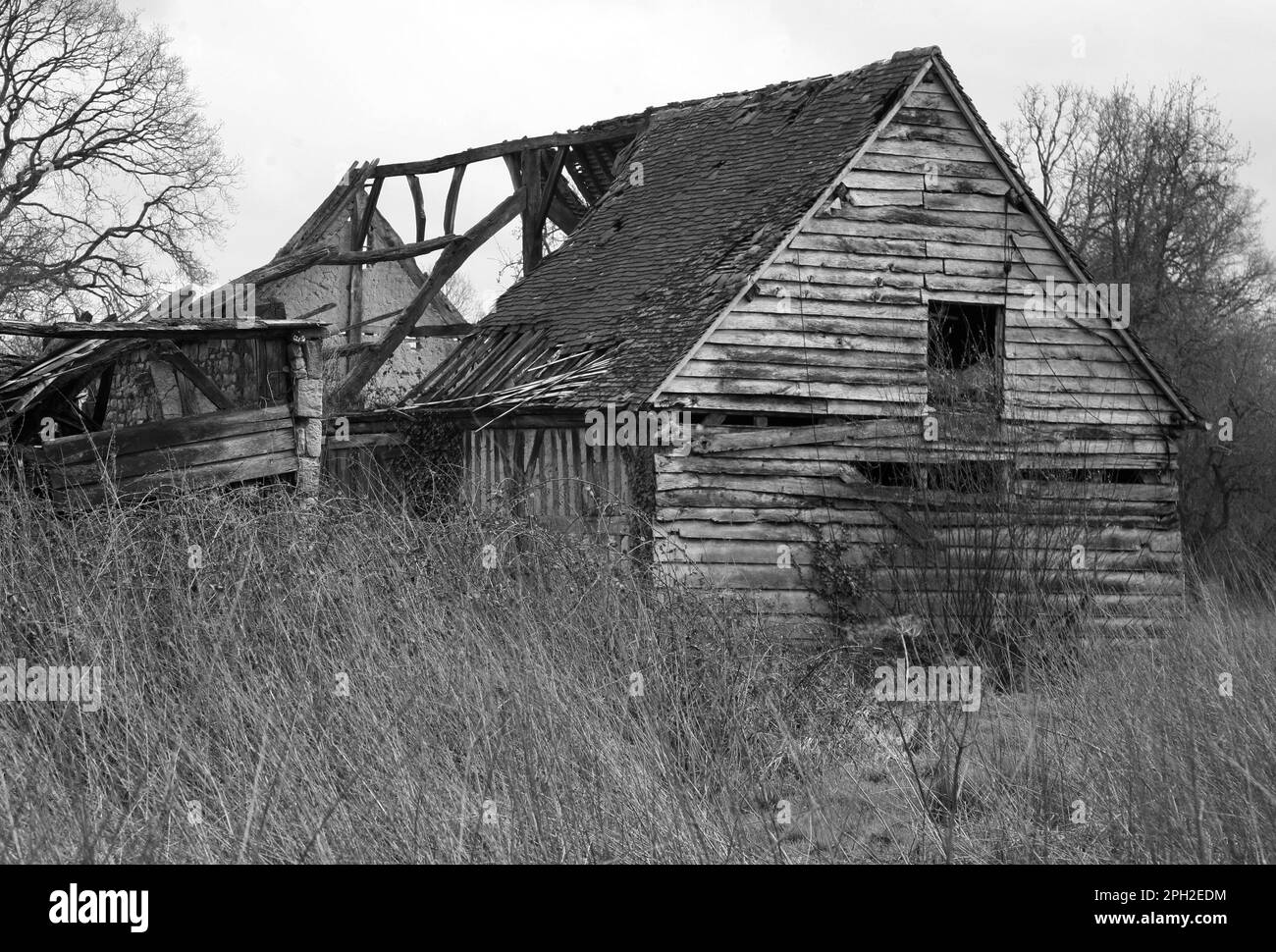 An old wooden barn in the French countryside, France, Europe Stock ...