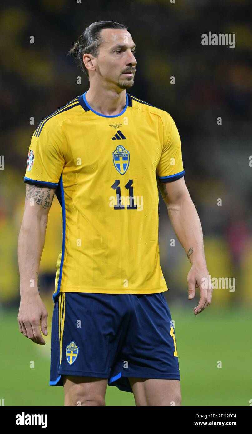 STOCKHOLM, SWEDEN - MARCH 24: Zlatan Ibrahimovic of Sweden during the ...
