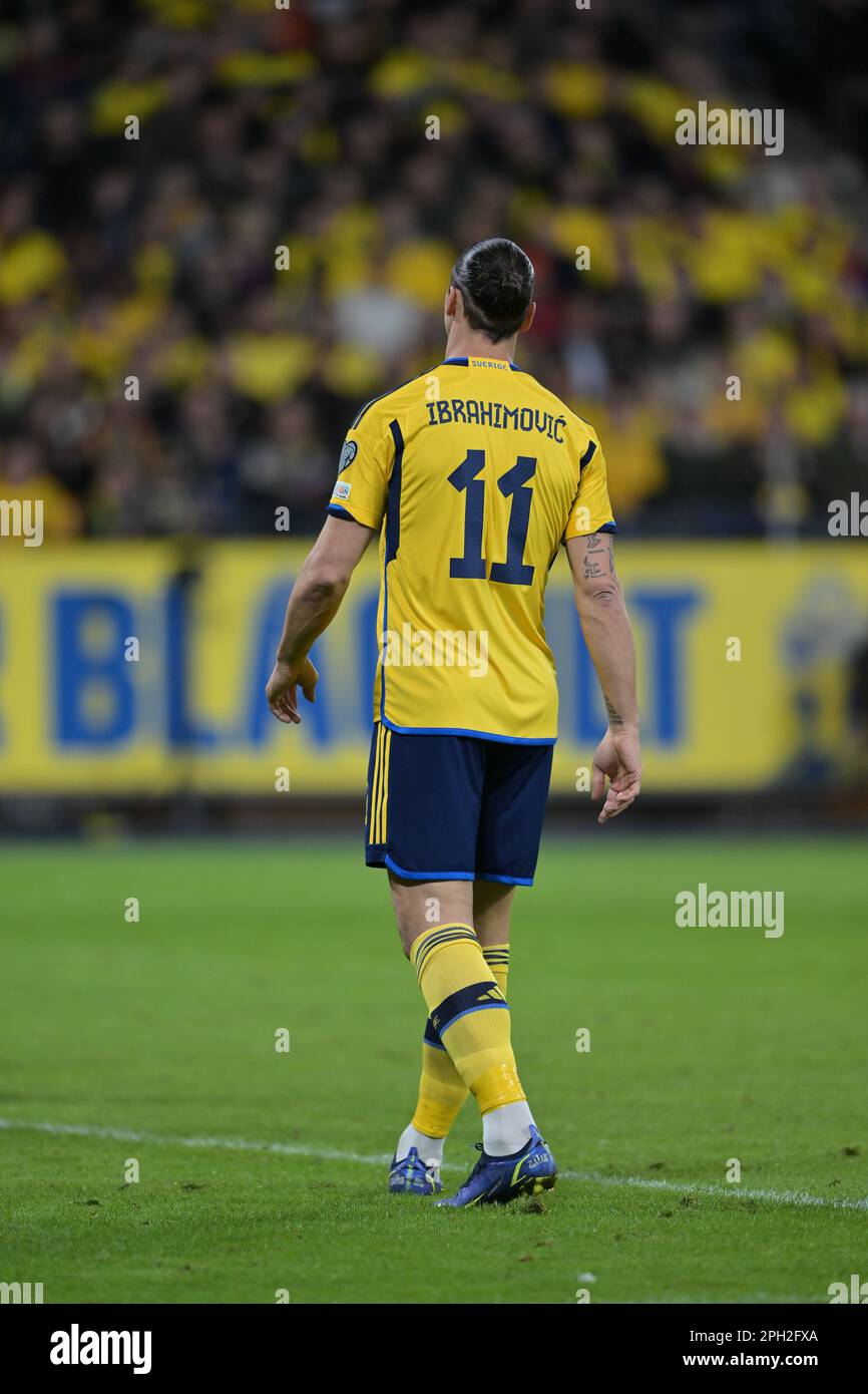 STOCKHOLM, SWEDEN - MARCH 24: Zlatan Ibrahimovic of Sweden during the ...