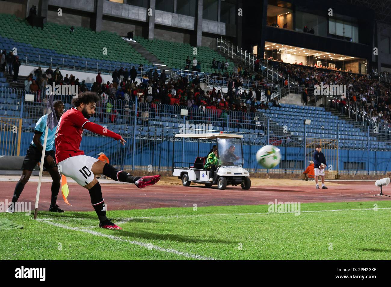 EGYPT, Cairo - 24 March 2023 - Mohamed Salah of Egypt take corner kick ...