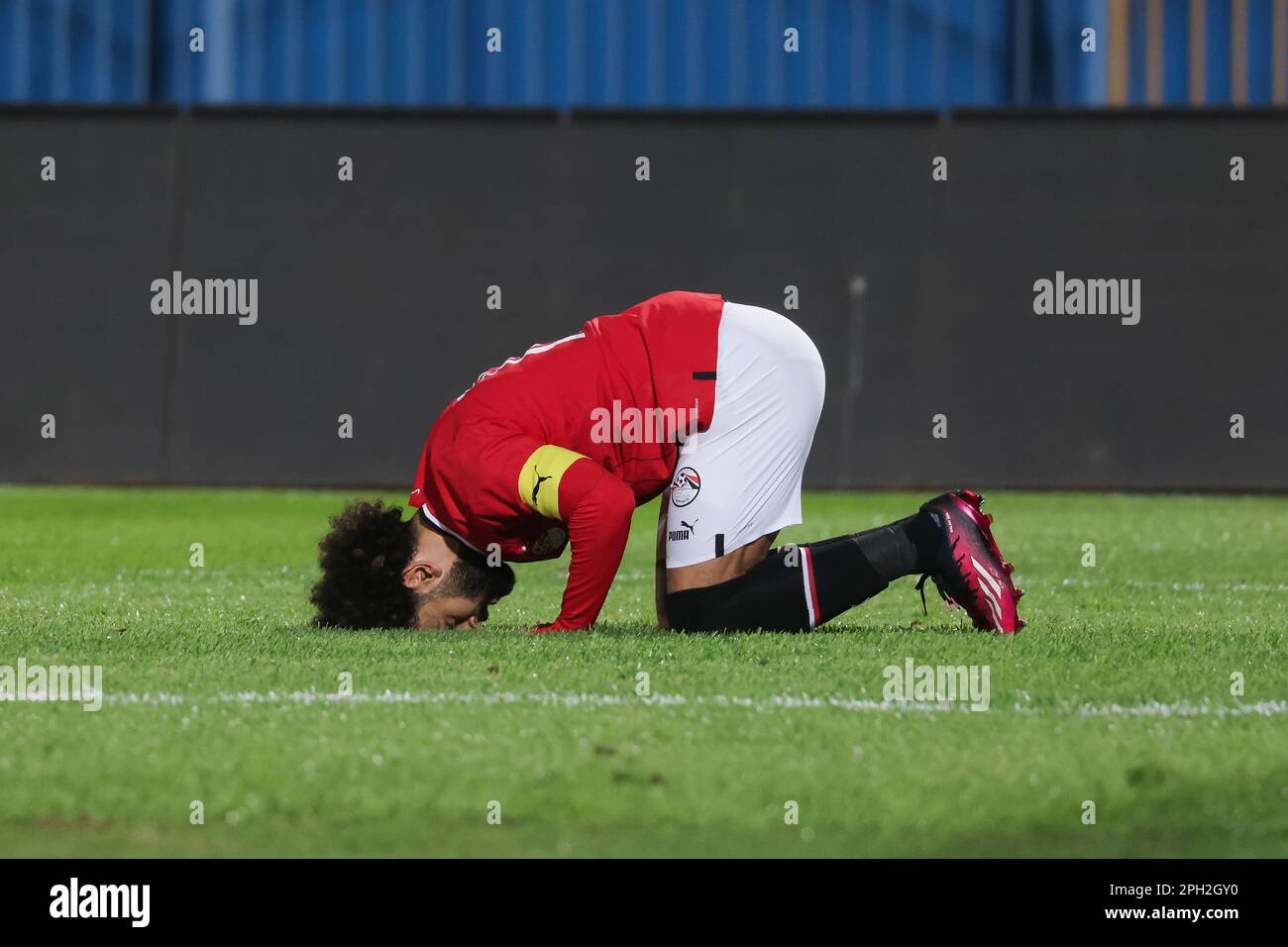 EGYPT, Cairo - 24 March 2023 - Mohamed Salah of Egypt celebrates after ...