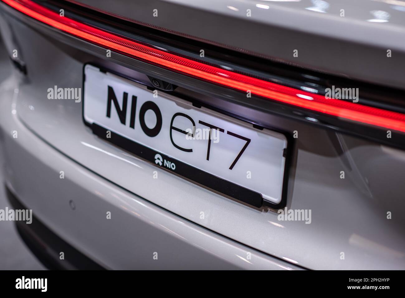 Gothenburg, Sweden - december 03 2022: Rear view of a NIO ET7 electric ...