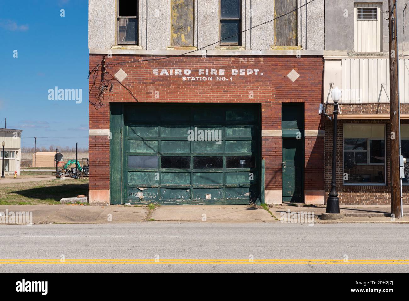 Old fire department building in downtown Cairo, Illinois, USA Stock ...
