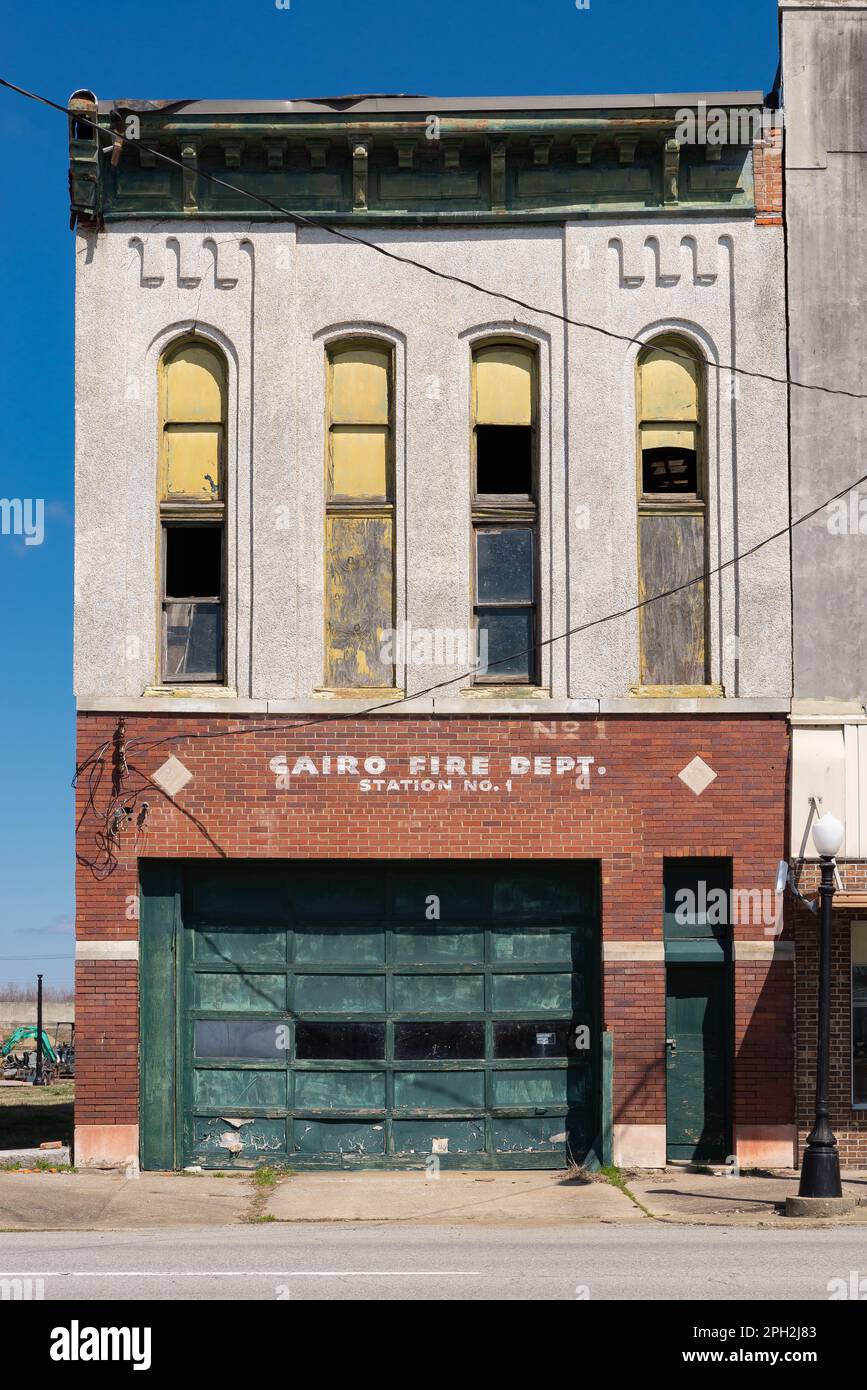 Old fire department building in downtown Cairo, Illinois, USA Stock ...