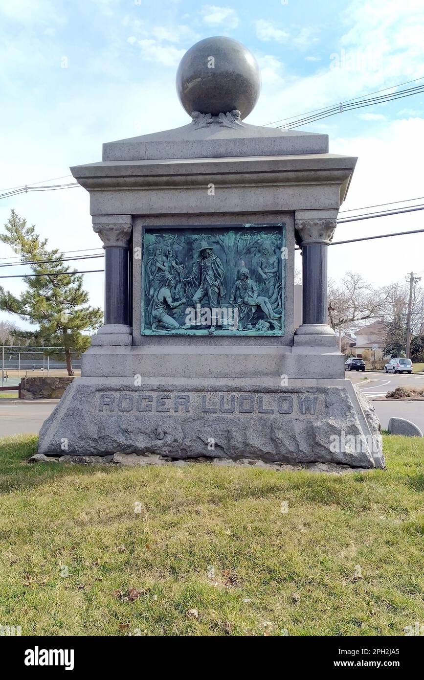 Roger Ludlow Monument, dedicated in 1895, Ludlow was the founder of the ...