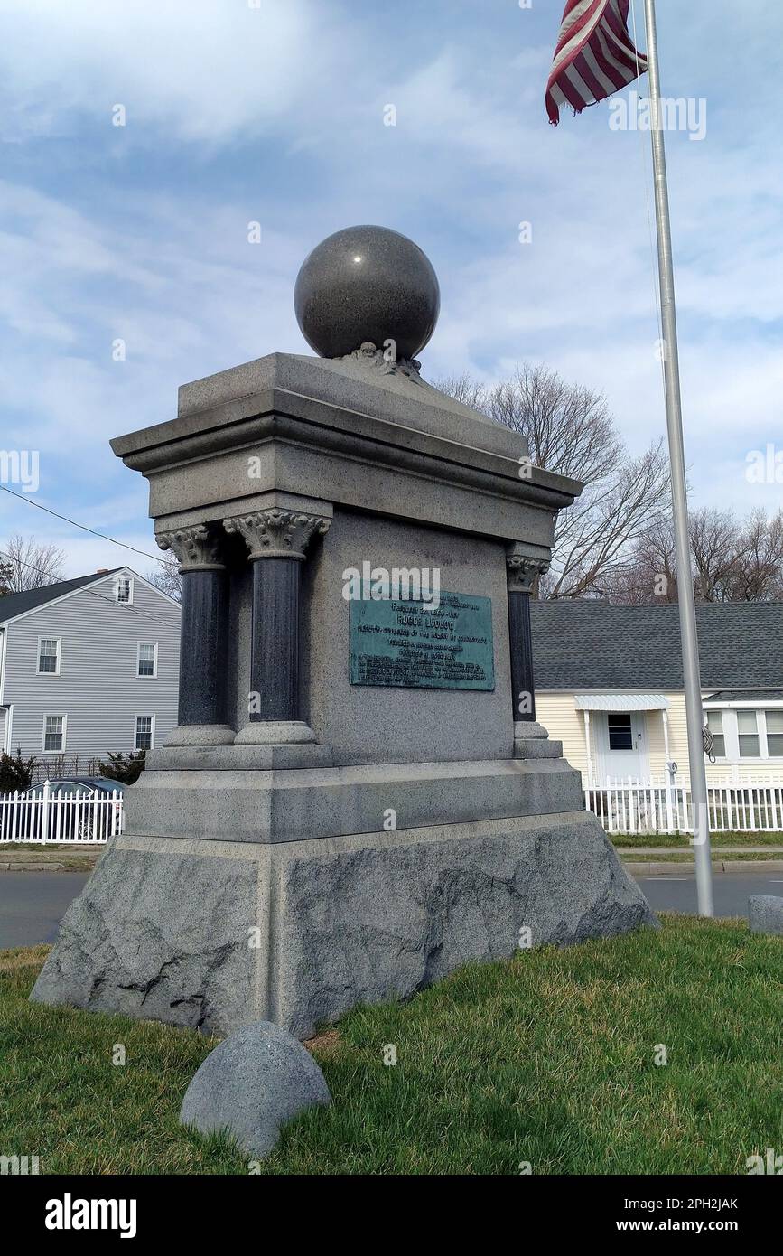 Roger Ludlow Monument, dedicated in 1895, Ludlow was the founder of the ...