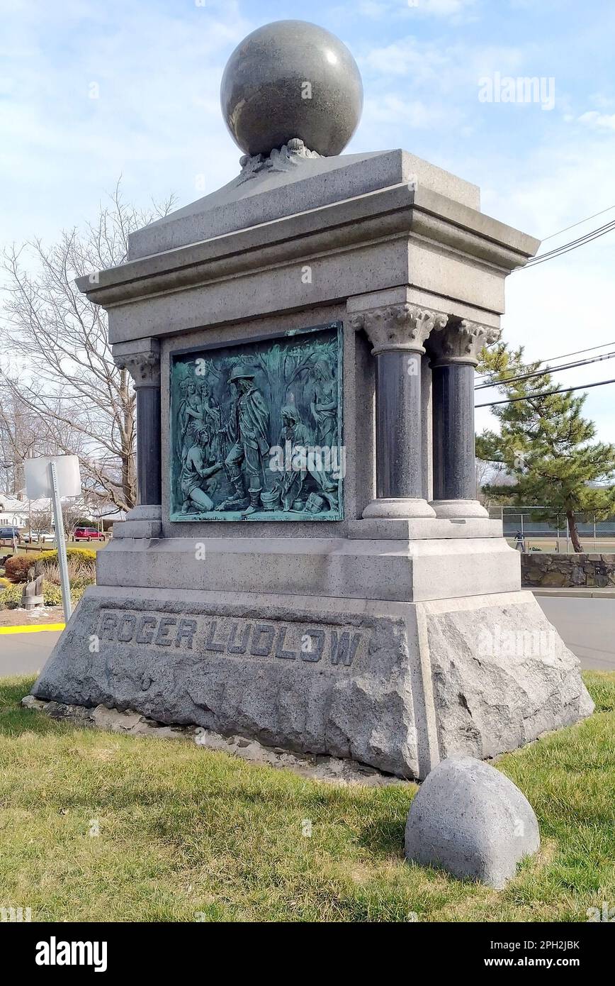 Roger Ludlow Monument, dedicated in 1895, Ludlow was the founder of the ...