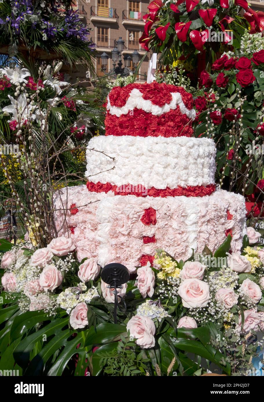 Flower Ofrenda during the fallas in valenica,spain Stock Photo - Alamy