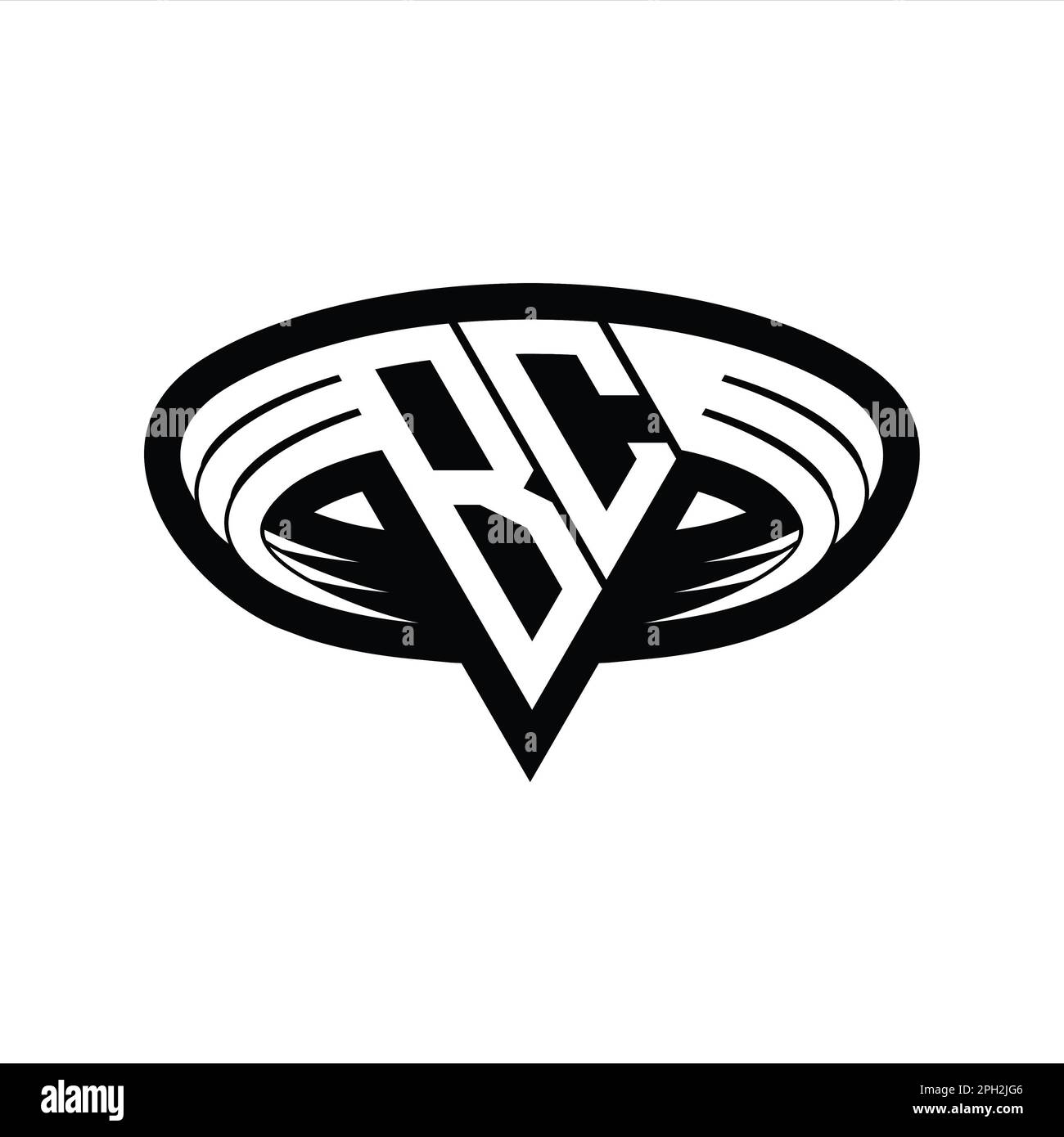 BC Logo monogram letter with triangle shape slice isolated outline ...