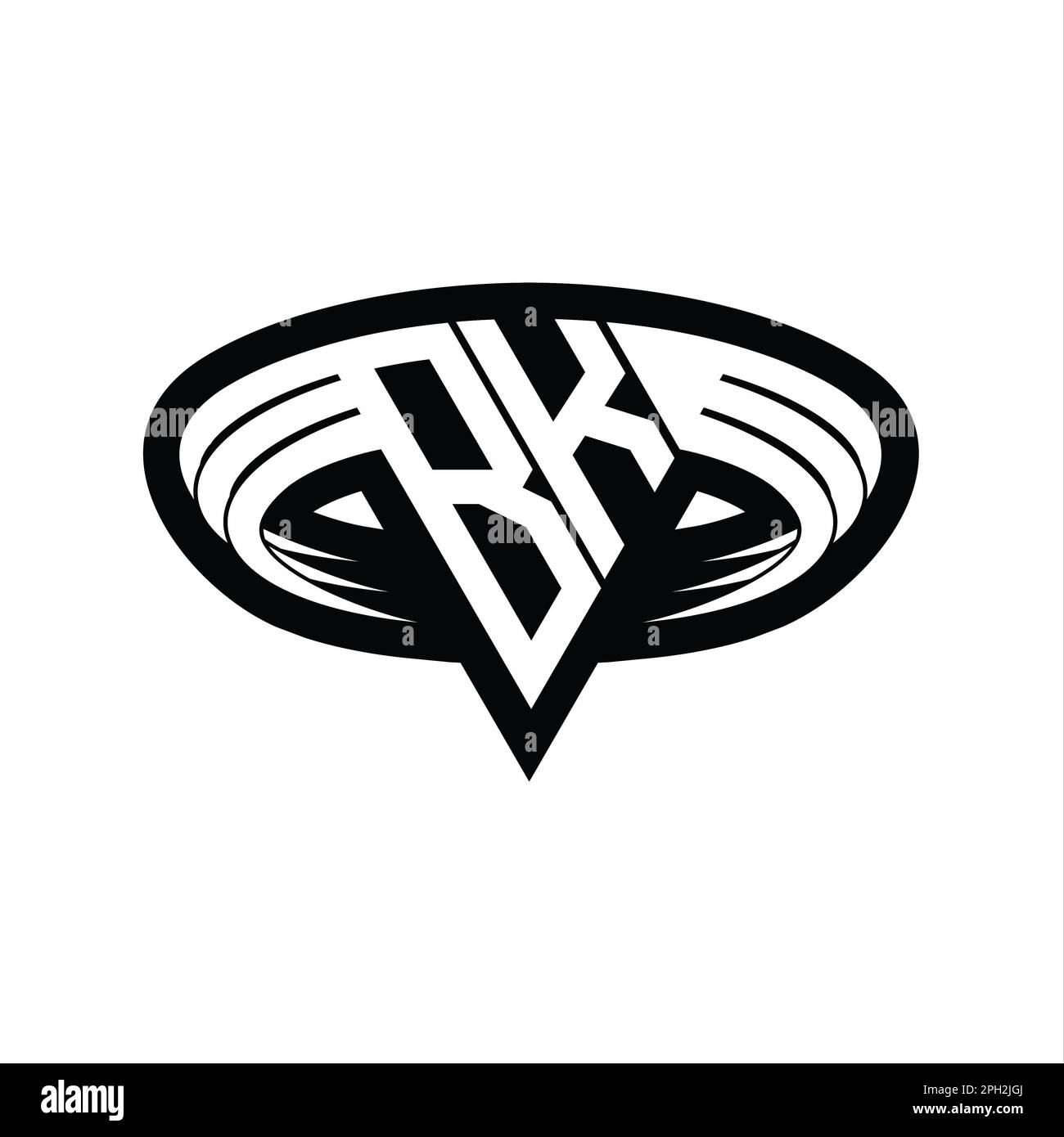 BK Logo monogram letter with triangle shape slice isolated outline ...