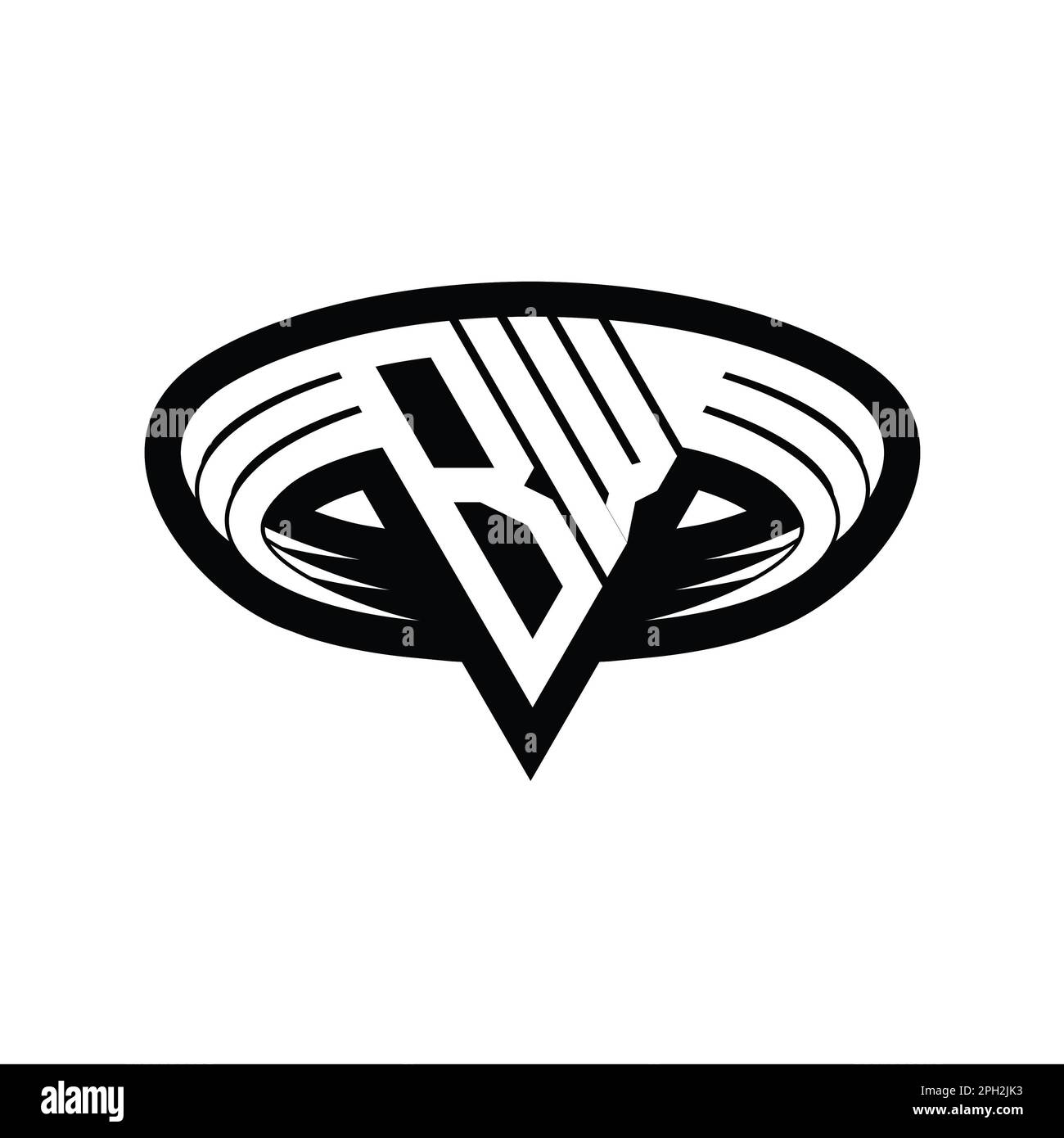 BW Logo monogram letter with triangle shape slice isolated outline ...