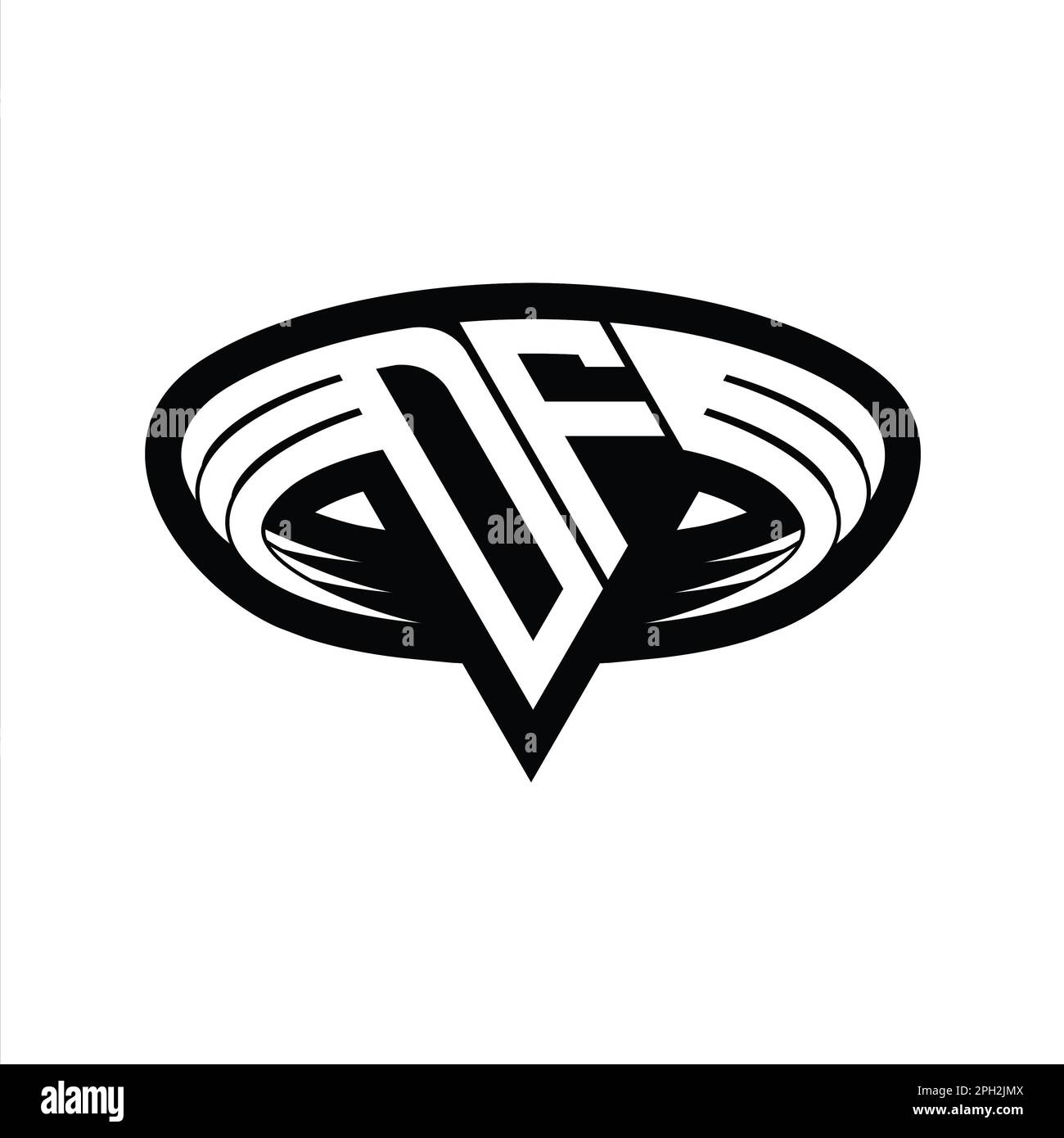 DF Logo monogram letter with triangle shape slice isolated outline ...