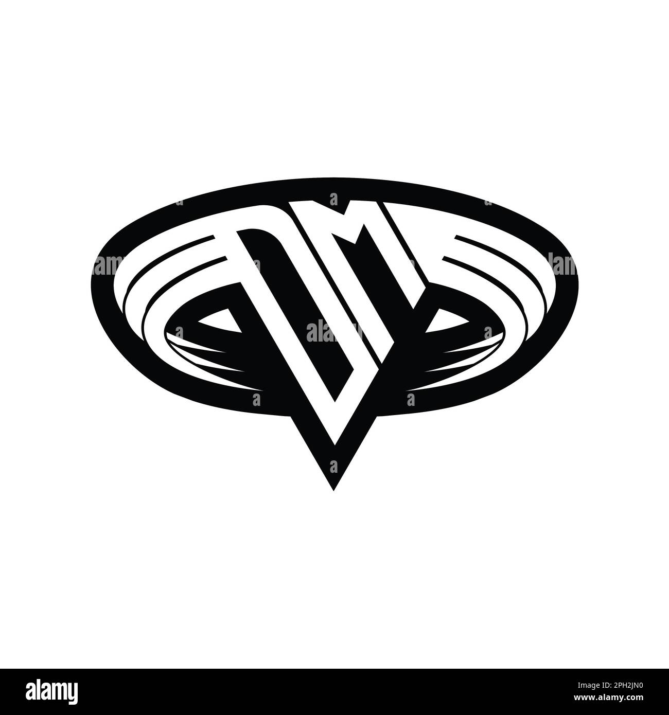 DM Logo monogram letter with triangle shape slice isolated outline ...