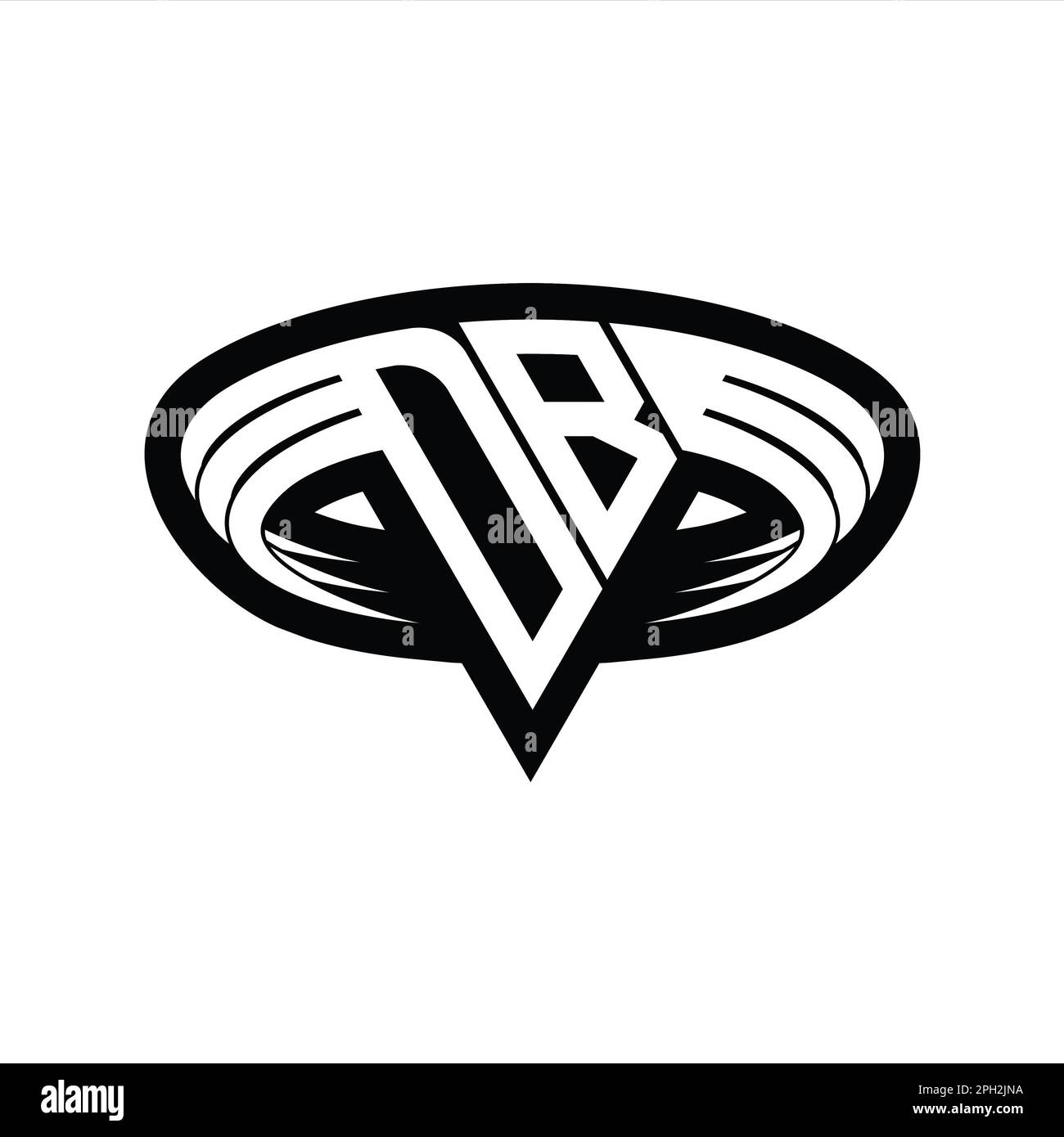 DB Logo monogram letter with triangle shape slice isolated outline ...