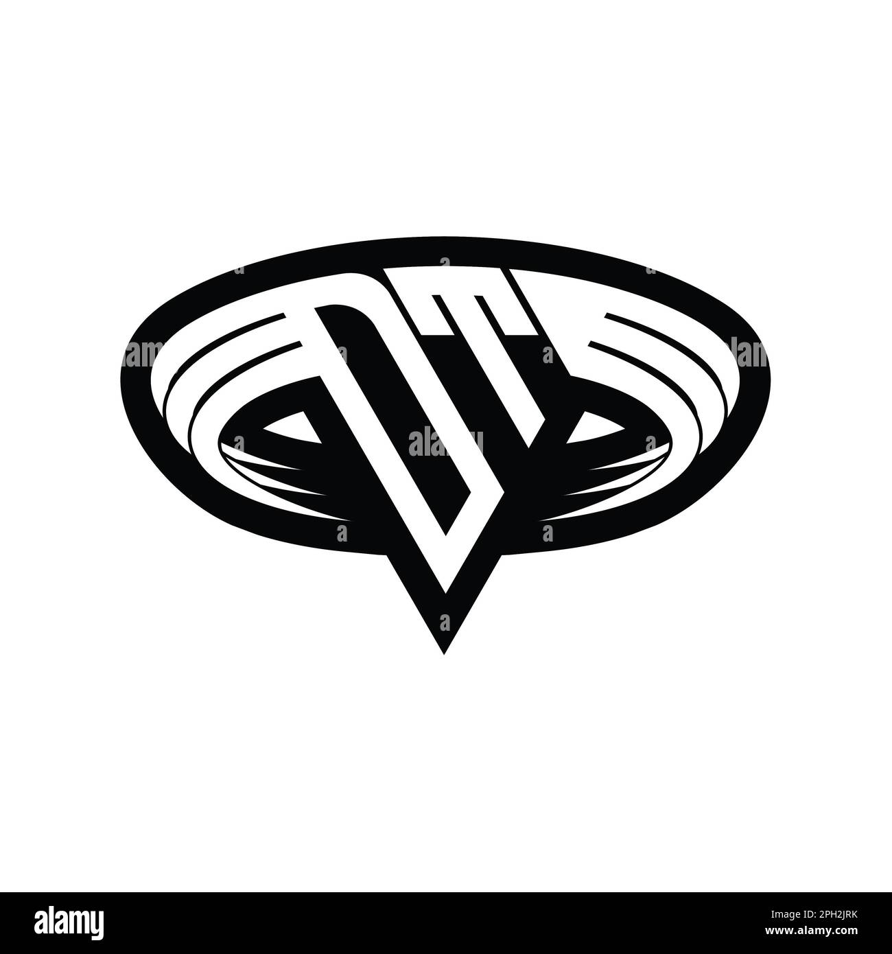 DT Logo monogram letter with triangle shape slice isolated outline ...