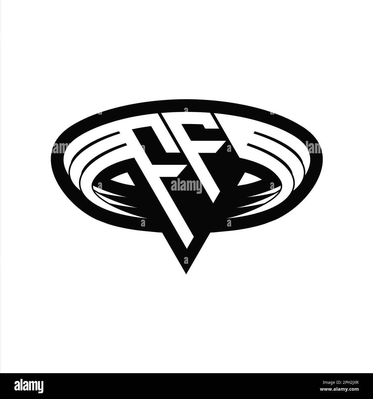 FF Logo monogram letter with triangle shape slice isolated outline ...
