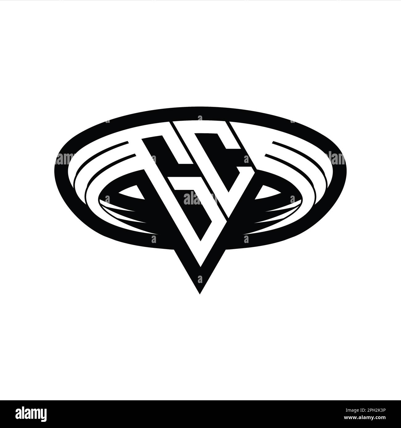 GC Logo monogram letter with triangle shape slice isolated outline ...