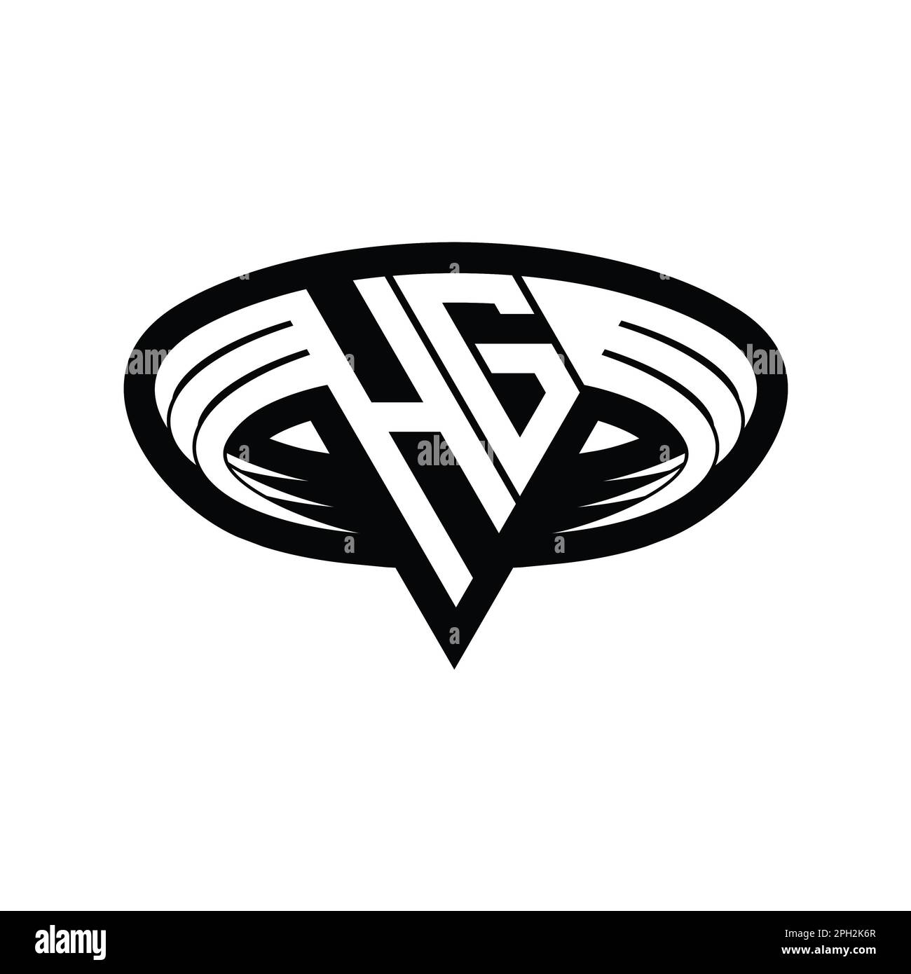 HG Logo monogram letter with triangle shape slice isolated outline ...