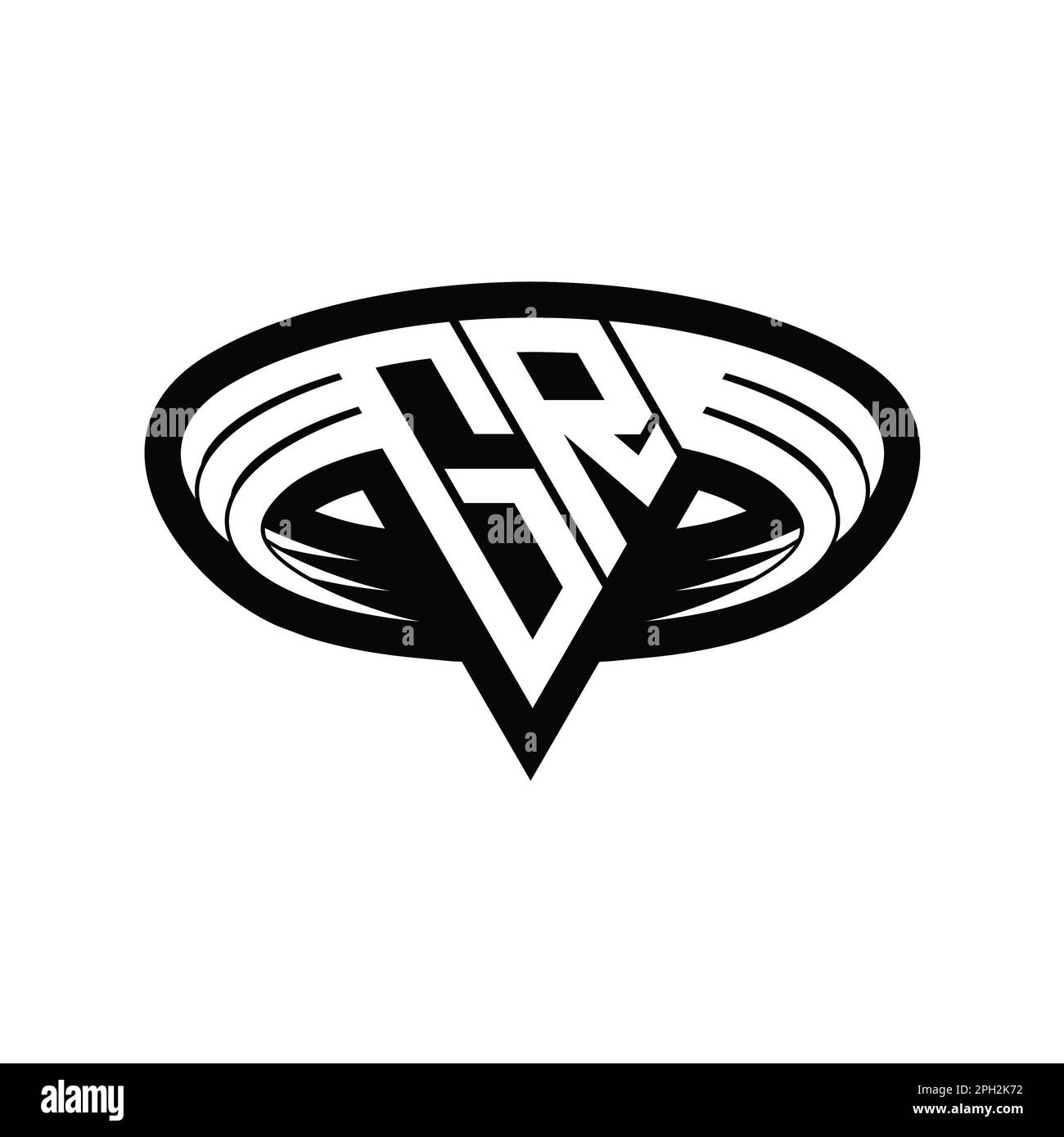GR Logo monogram letter with triangle shape slice isolated outline ...