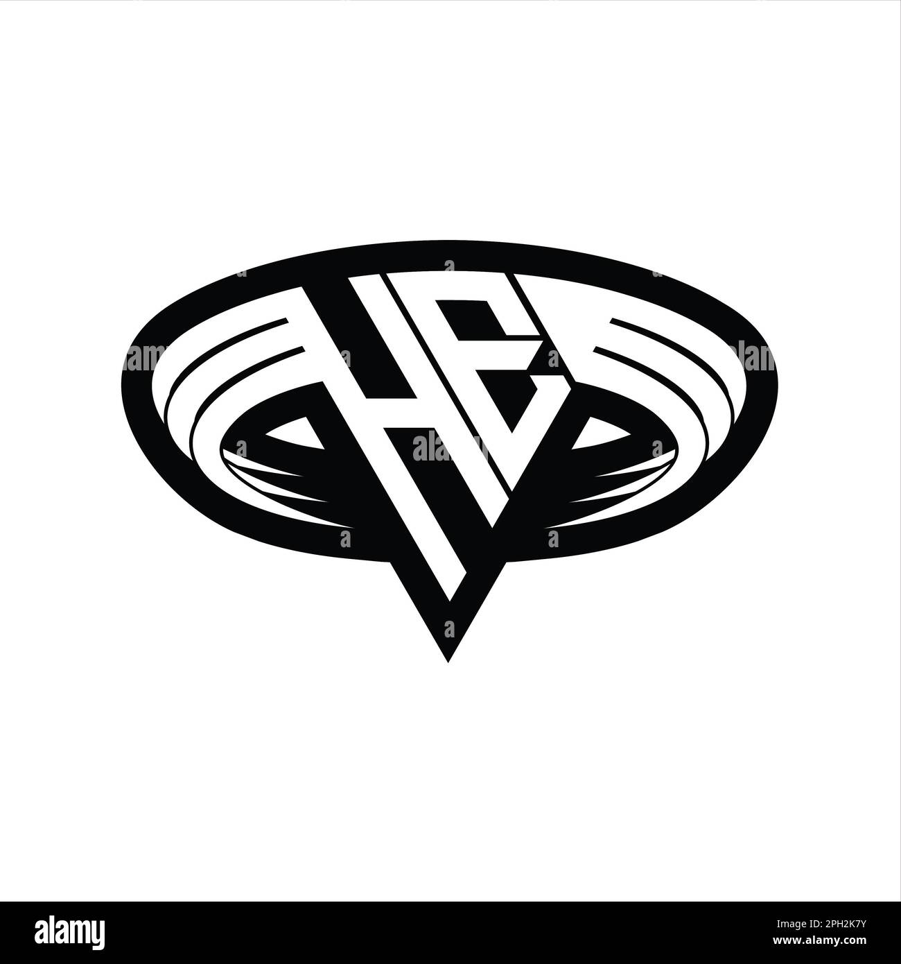 HE Logo monogram letter with triangle shape slice isolated outline ...
