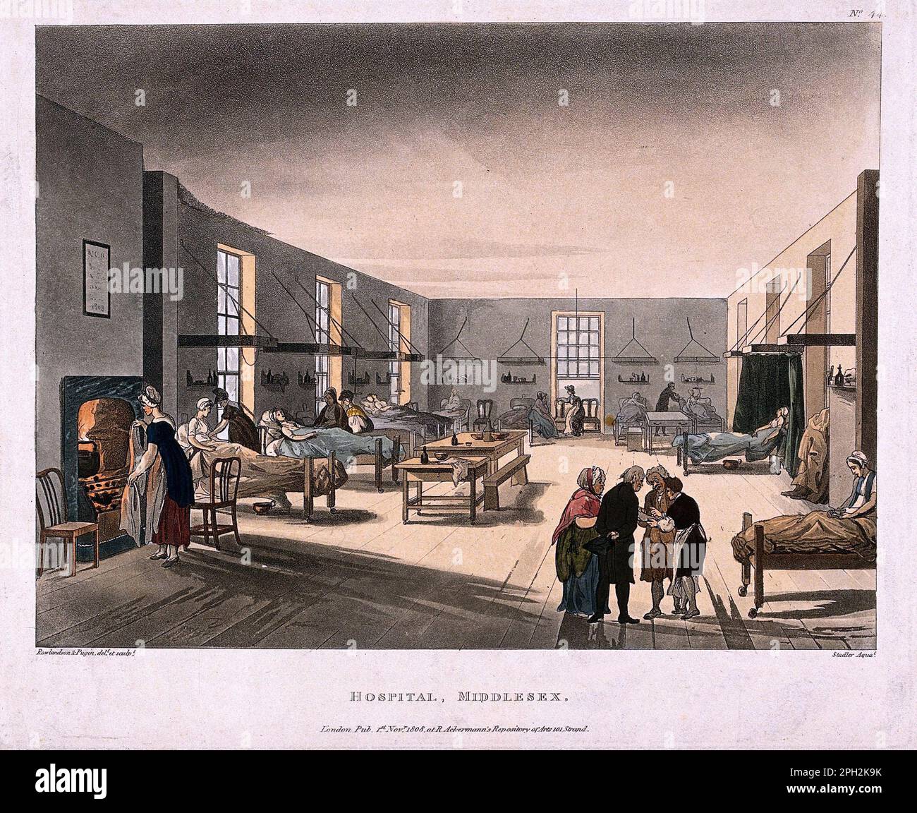 Middlesex Hospital, interior of one of the female wards, vintage ...